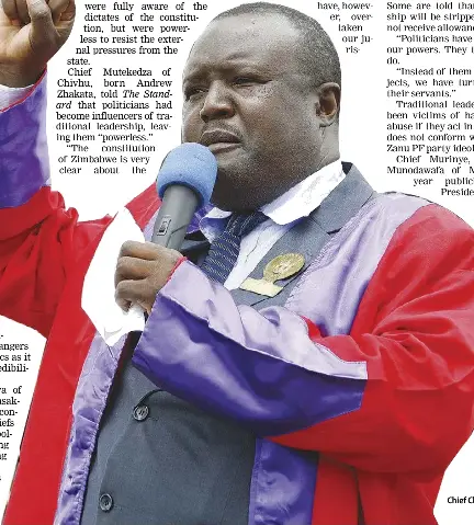 Chiefs speak out against Zanu PF coercion - PressReader