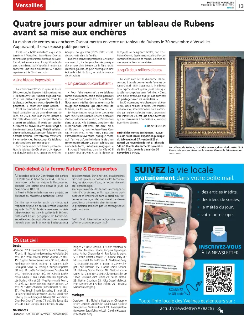 Quatre jours pour admirer un tableau de Rubens avant sa mise aux ...