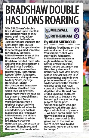 BRADSHAW DOUBLE HAS LIONS ROARING - PressReader