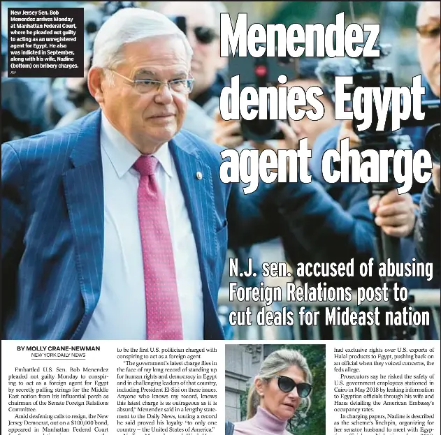 Menendez denies Egypt agent charge - PressReader