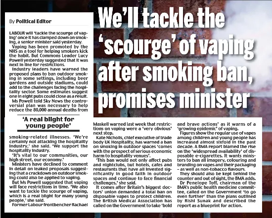 We’ll tackle the ‘scourge’ of vaping after smoking ban, promises minister - PressReader