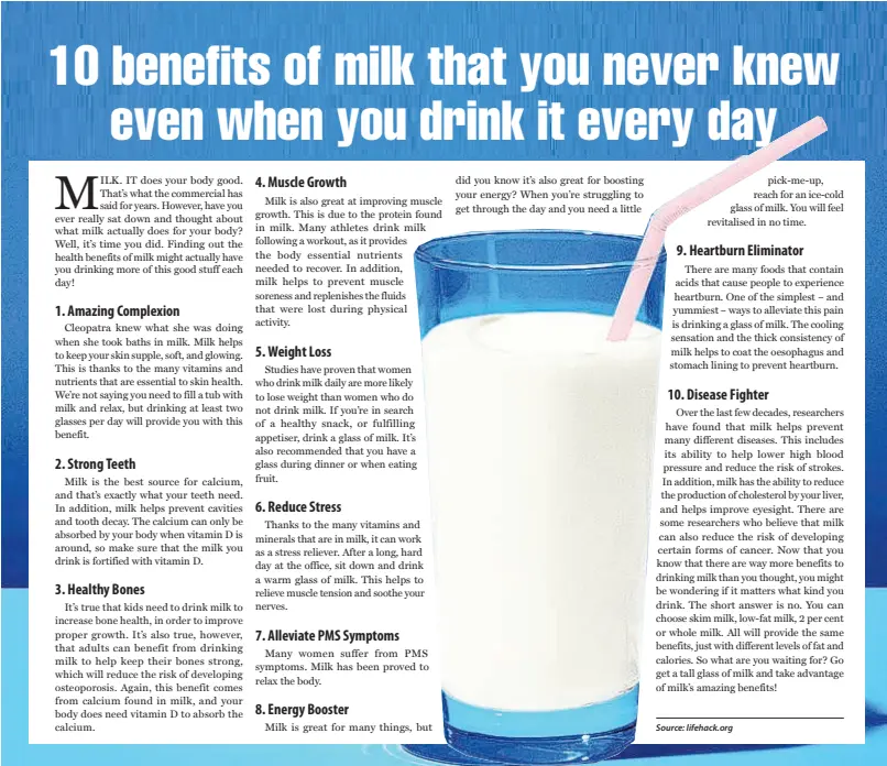 10 benefits of milk that you never knew even when you drink it every day - PressReader