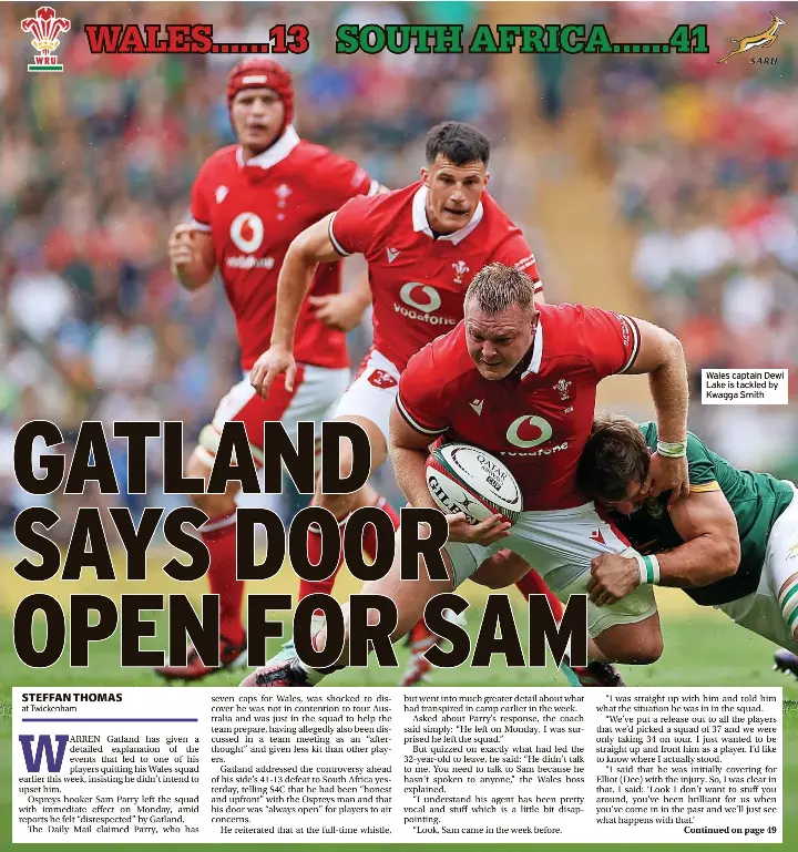 GATLAND SAYS DOOR OPEN FOR SAM - PressReader