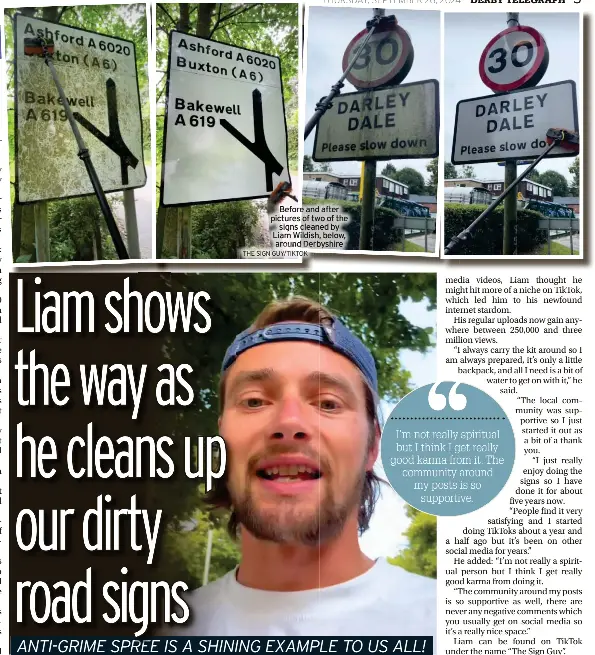 Liam shows the way as he cleans up our dirty road signs - PressReader