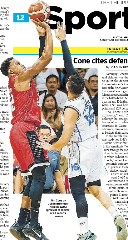 Cone cites defense as key | The Philippine Star | PressReade­r