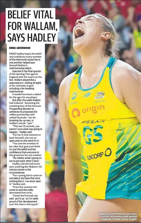 BELIEF VITAL FOR WALLAM, SAYS HADLEY - PressReader