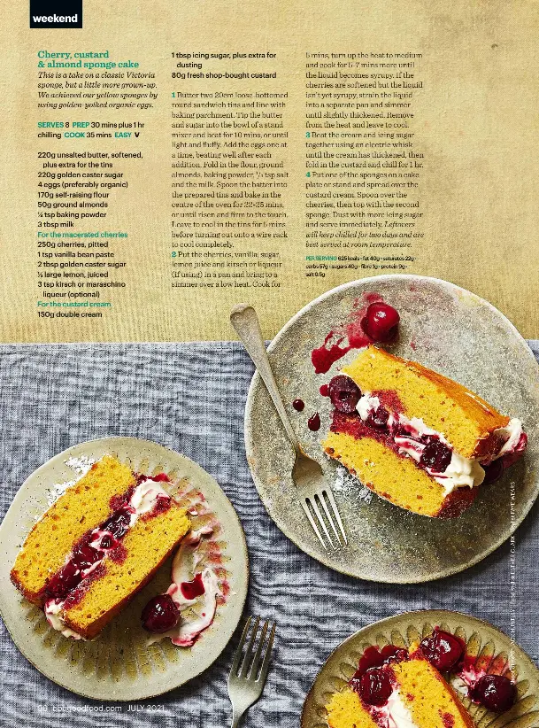 Cherry, custard & almond sponge cake - PressReader