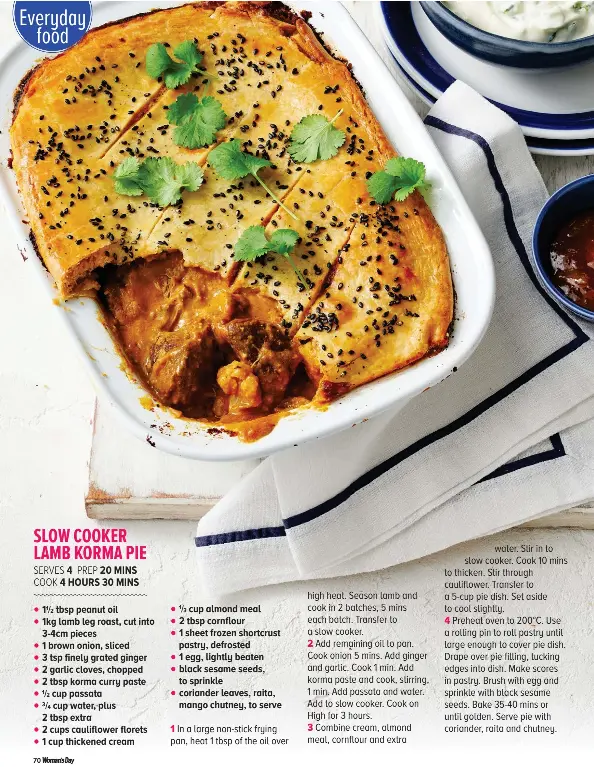 SLOW COOKER LAMB KORMA PIE - PressReader