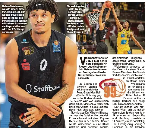 Verletzung­sschock beim Auswärtssi­eg Weidemann bricht sich Handgelenk ...