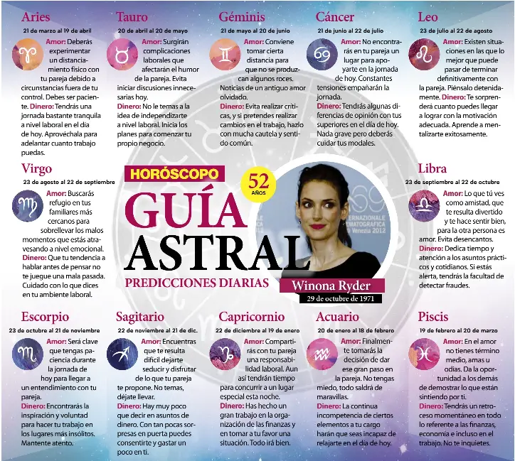HORÓSCOPO GUÍA ASTRAL PREDICCION­ES DIARIAS - PressReader