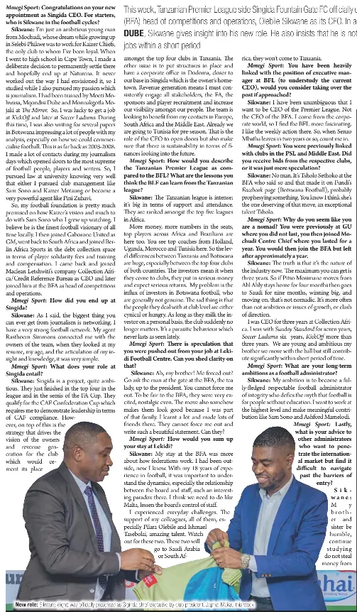 Sikwane speaks out after new Tanzania role - PressReader