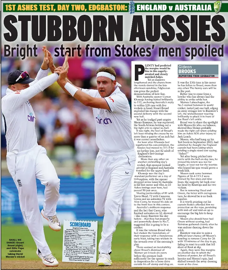 STUBBORN AUSSIES Bright start from Stokes’ men spoiled GRIND IT OUT by errors and Khawaja ton ...
