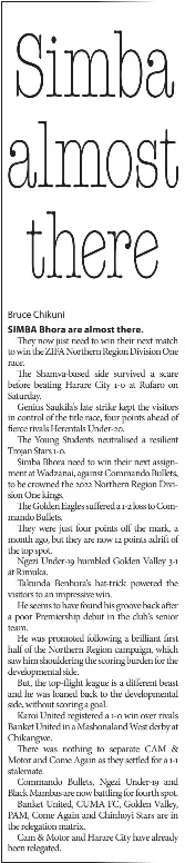 Simba almost there - PressReader