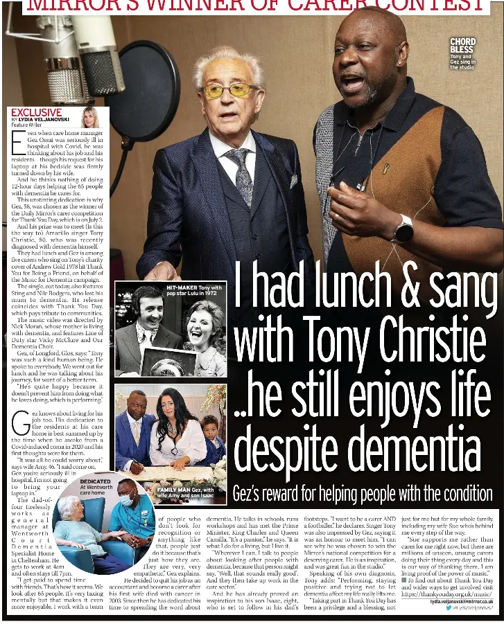 I had lunch & sang with Tony Christie ..he still enjoys life despite dementia - PressReader
