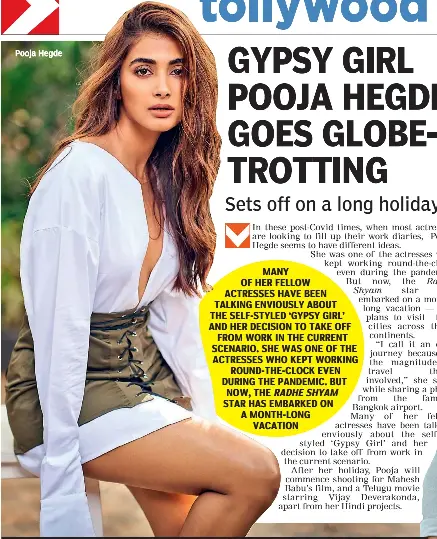 GYPSY GIRL POOJA HEGDE GOES GLOBETROTT­ING - PressReader