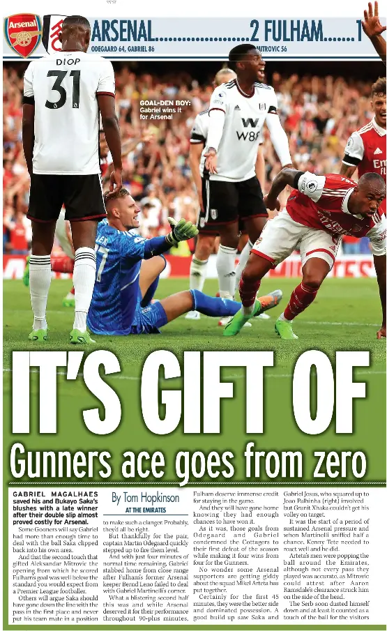 IT’S GIFT OF Gunners ace goes from zero THE GAB - PressReader