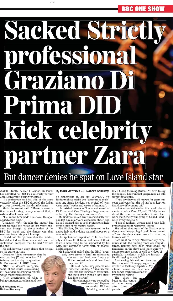 Sacked Strictly profession­al Graziano Di Prima DiD kick celebrity partner Zara - PressReader