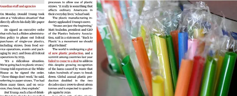 Trump signs order to bring back plastic straws claiming paper ones ...