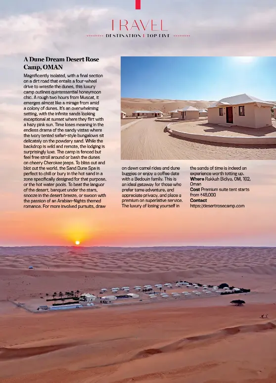 A Dune Dream Desert Rose Camp, OMAN - PressReader