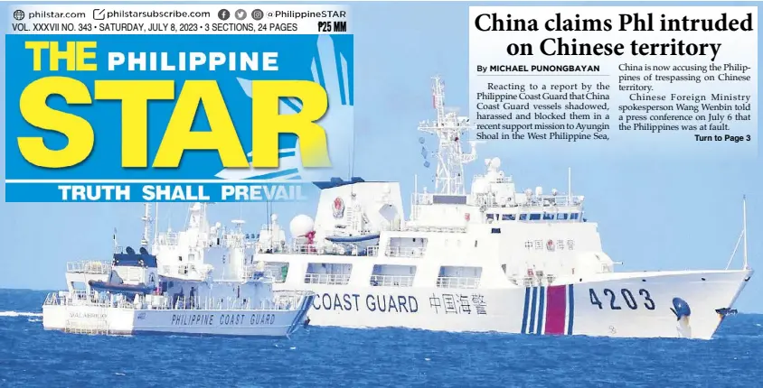 China claims Phl intruded on Chinese territory - PressReader