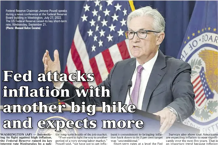 Fed attacks inflation with another big hike and expects more - PressReader