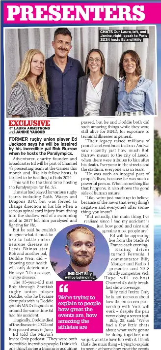 PRESENTERS LOOK FORWARD TO PARALYMPIC­S I think of my situation and realise how amazing my pal ...