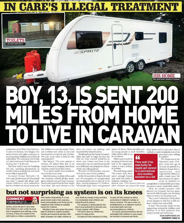BOY, 13, IS SENT 200 MILES FROM HOME TO LIVE IN CARAVAN - PressReader