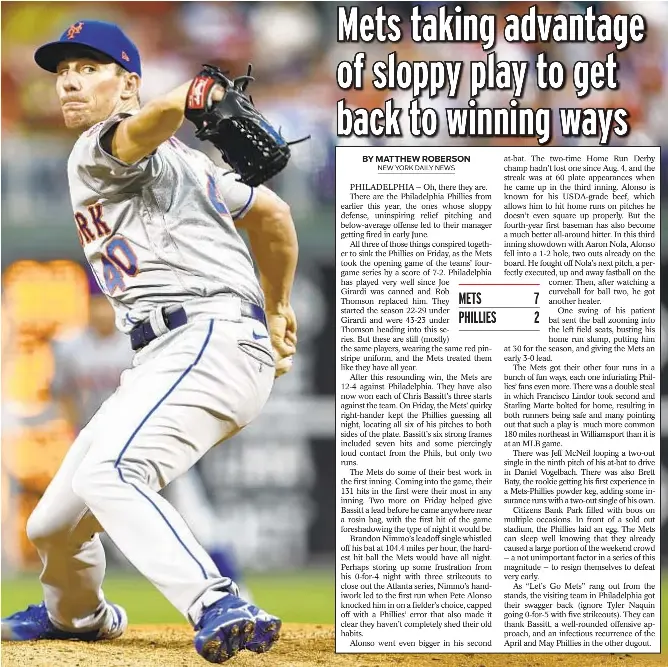 Mets taking advantage of sloppy play to get back to winning ways 7 2 - PressReader