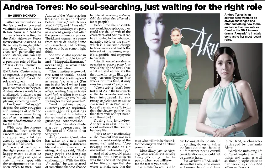 Andrea Torres: No soul-searching, just waiting for the right role ...