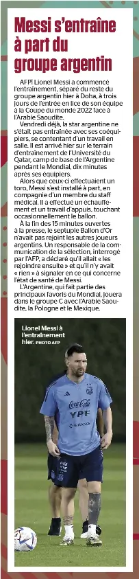 Messi s’entraîne à part du groupe argentin - PressReader