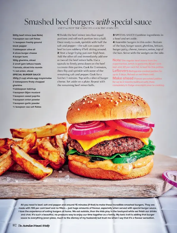 Smashed beef burgers with special sauce - PressReader