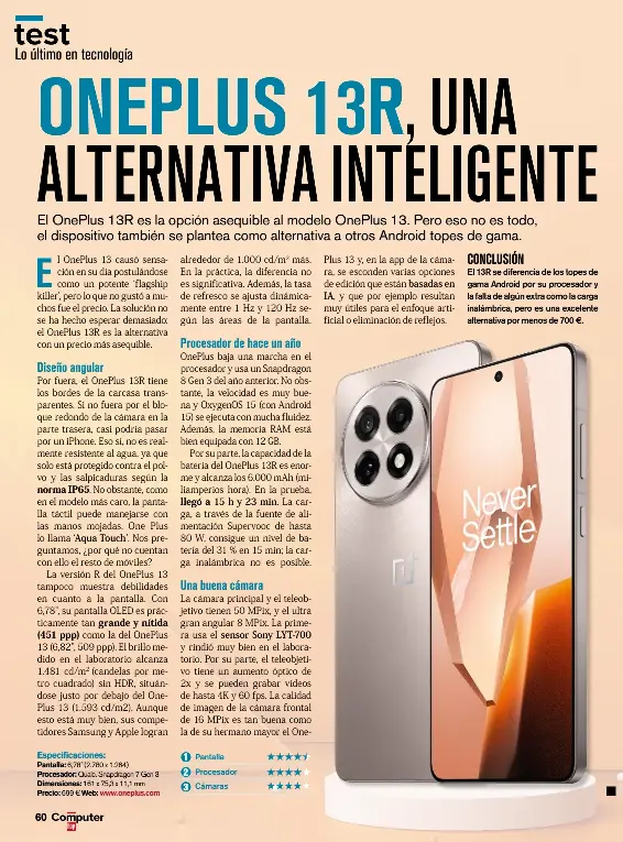 ONEPLUS 13R, UNA ALTERNATIV­A INTELIGENT­E - PressReader