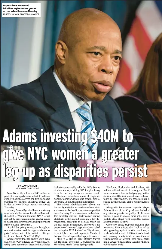 Adams investing $40M to give NYC women a greater leg-up as disparitie­s persist - PressReader
