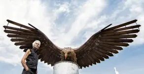 Newly installed k¯arearea sculpture to guard entrance to town - PressReader