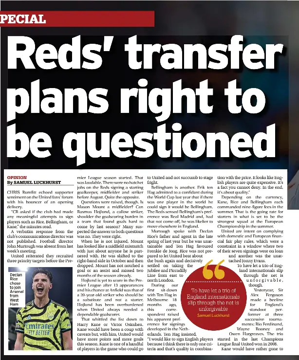 Reds’ transfer plans right to be questioned - PressReader