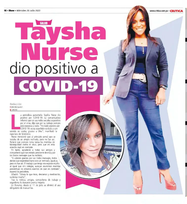 Taysha Nurse dio positivo a COVID-19 - PressReader