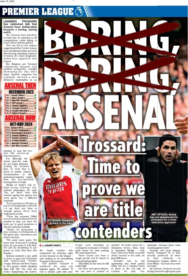 BORING, BORING, ARSENAL Trossard: Time to prove we are title contenders­defensive - PressReader