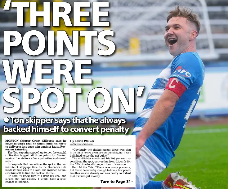 ‘THREE POINTS WERE SPOT ON’ Ton skipper says that he always backed himself to convert penalty ...