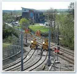 Rotherham tram-train overhead line work carried out at Tinsley ...