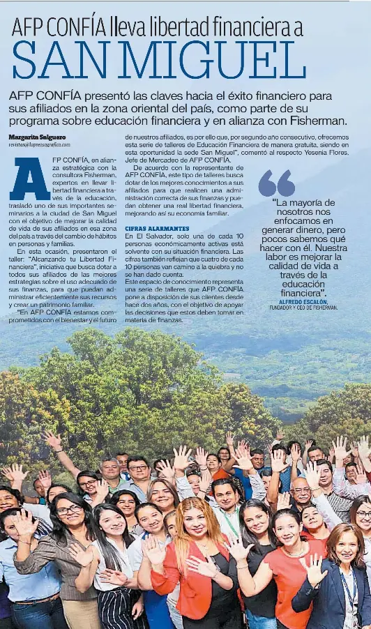 AFP CONFÍA lleva libertad financiera a SAN MIGUEL - PressReader