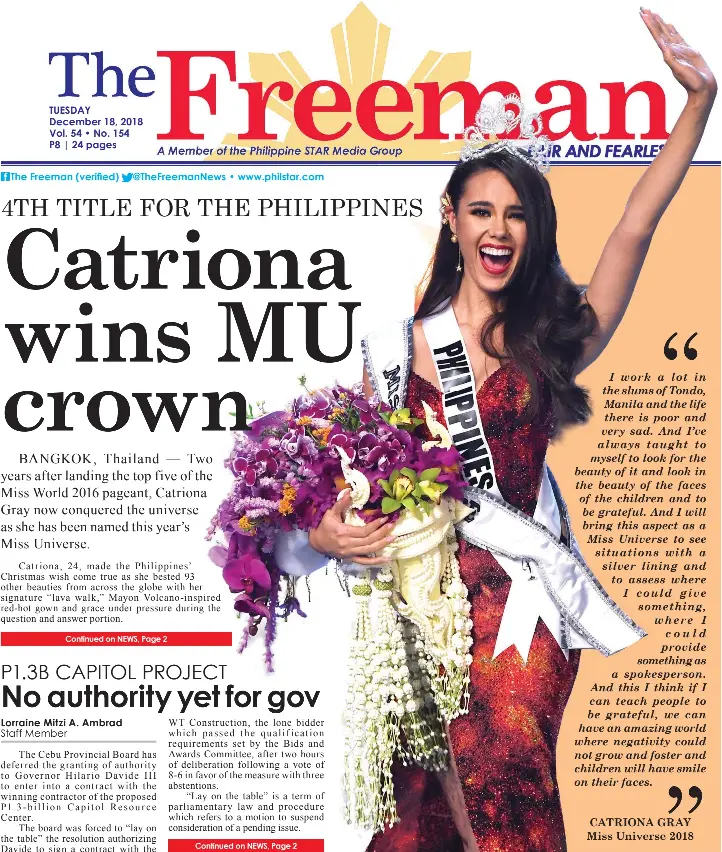 Catriona wins MU crown - PressReader