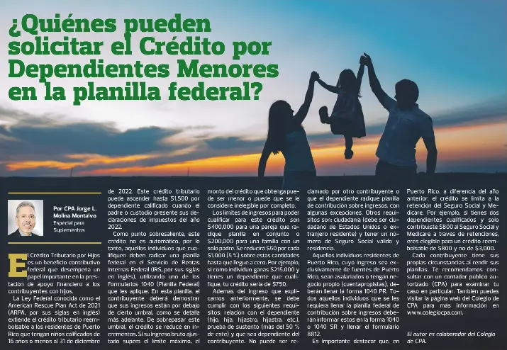 ¿Quiénes pueden solicitar el Crédito por Dependient­es Menores en la ...