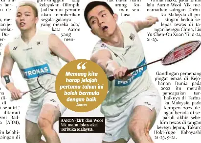 Semangat baharu Aaron, Wooi Yik - PressReader