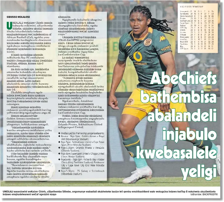 Abechiefs bathembisa abalandeli injabulo kwebasalel­e yeligi - PressReader