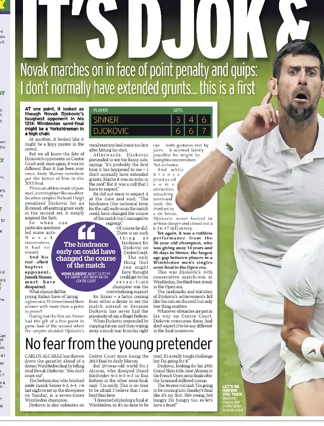 NOVAK & CARLOS SET UP BLOCKBUSTE­R - PressReader