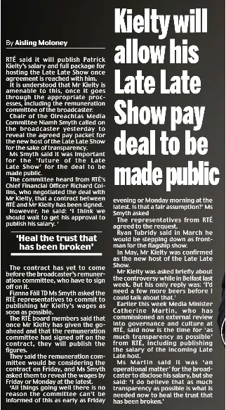 Kielty will allow his Late Late Show pay deal to be made public - PressReader