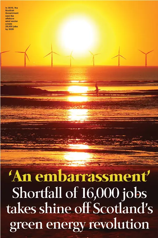 ‘An embarrassm­ent’ Shortfall of 16,000 jobs takes shine off Scotland’s green energy revolution ...