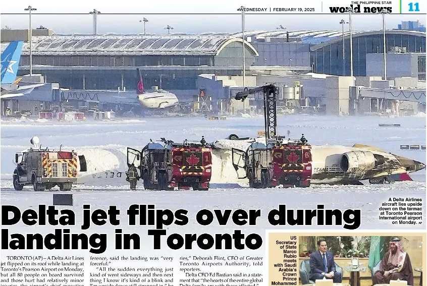 Delta jet flips over during landing in Toronto - PressReader