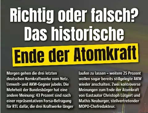 Richtig oder falsch? Das historisch­e Ende der Atomkraft - PressReader