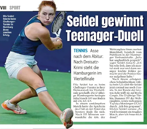 Seidel gewinnt Teenager-Duell - PressReader